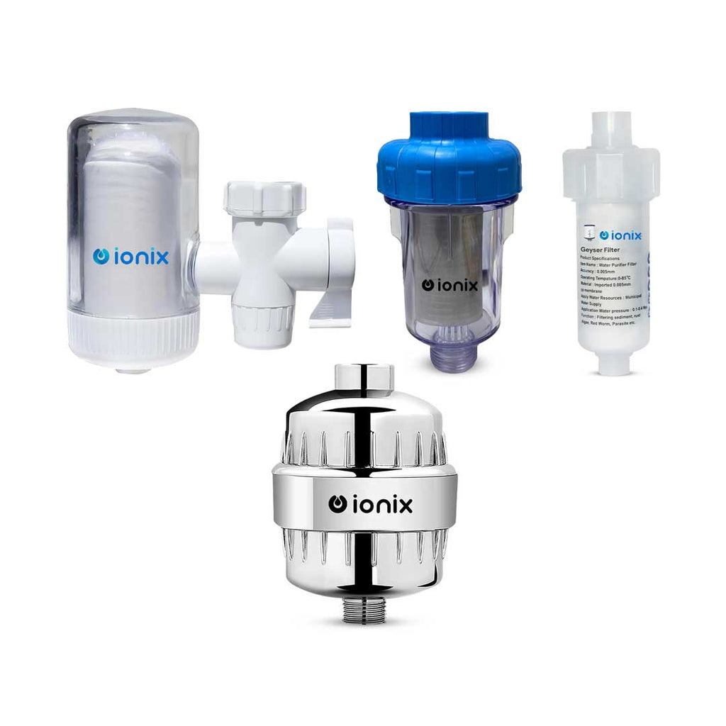 Ionix 1 BHK Family Water Filter Kit - 1 Tap Filter + 1 Shower Filter ...